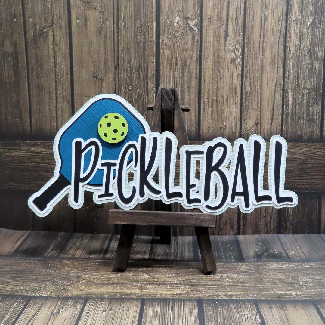 Pickleball Scrapbook Title Die Cut Premade Blue and Green Pickleball ...