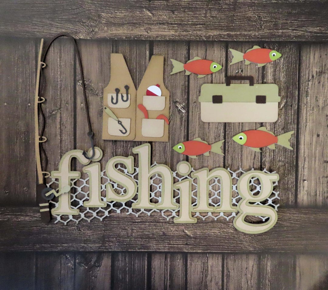 Fishing Scrapbook Title Die Cut Kit Scrapbook Embellishment Cluster ...