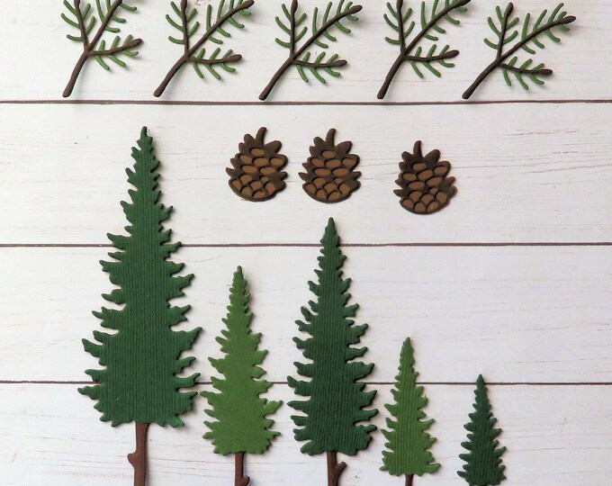 Pine Trees and Acorns Scrapbook Die Cuts Scrapbook Embellishment Out ...