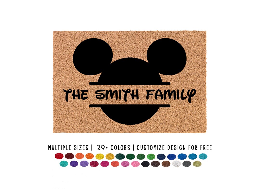 Disney Family Welcome Mat, Mickey Mouse Door Mat, Last Name Doormat ...