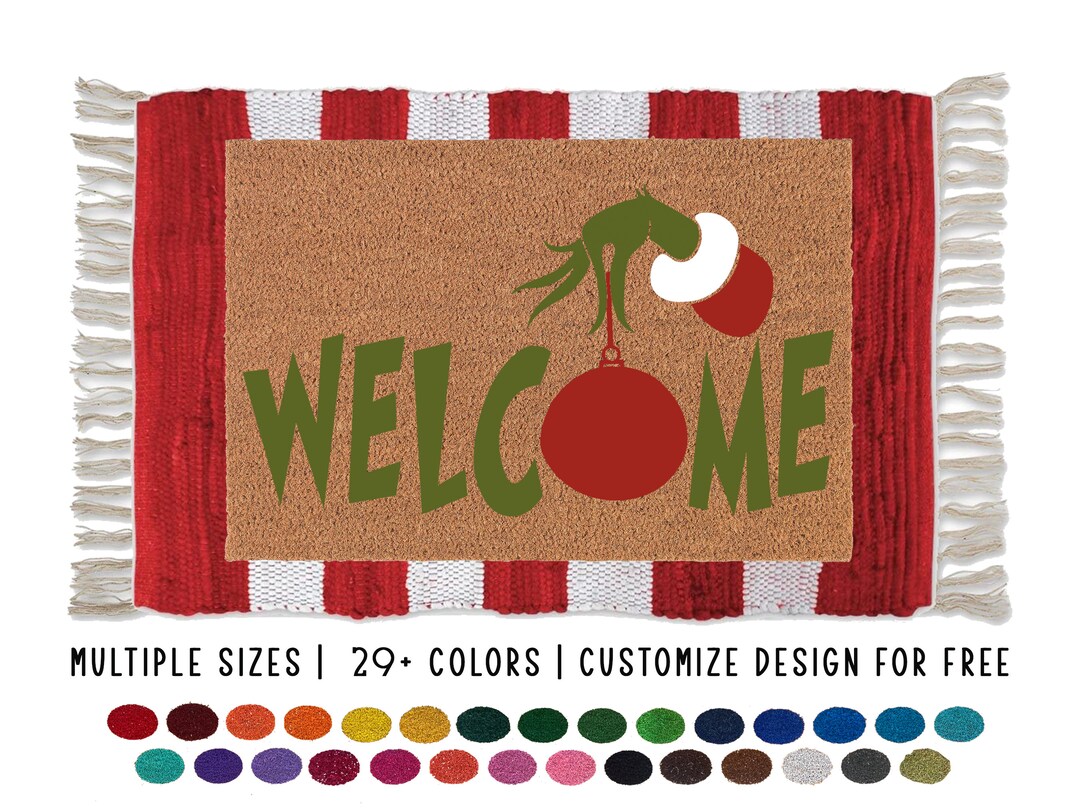 Grinch Welcome Doormat, the Grinch Christmas Decor, Funny Welcome Mat ...
