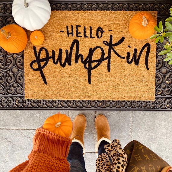 Hello Pumpkin Doormat Hello Pumpkin Welcome Mat Cute - Etsy UK