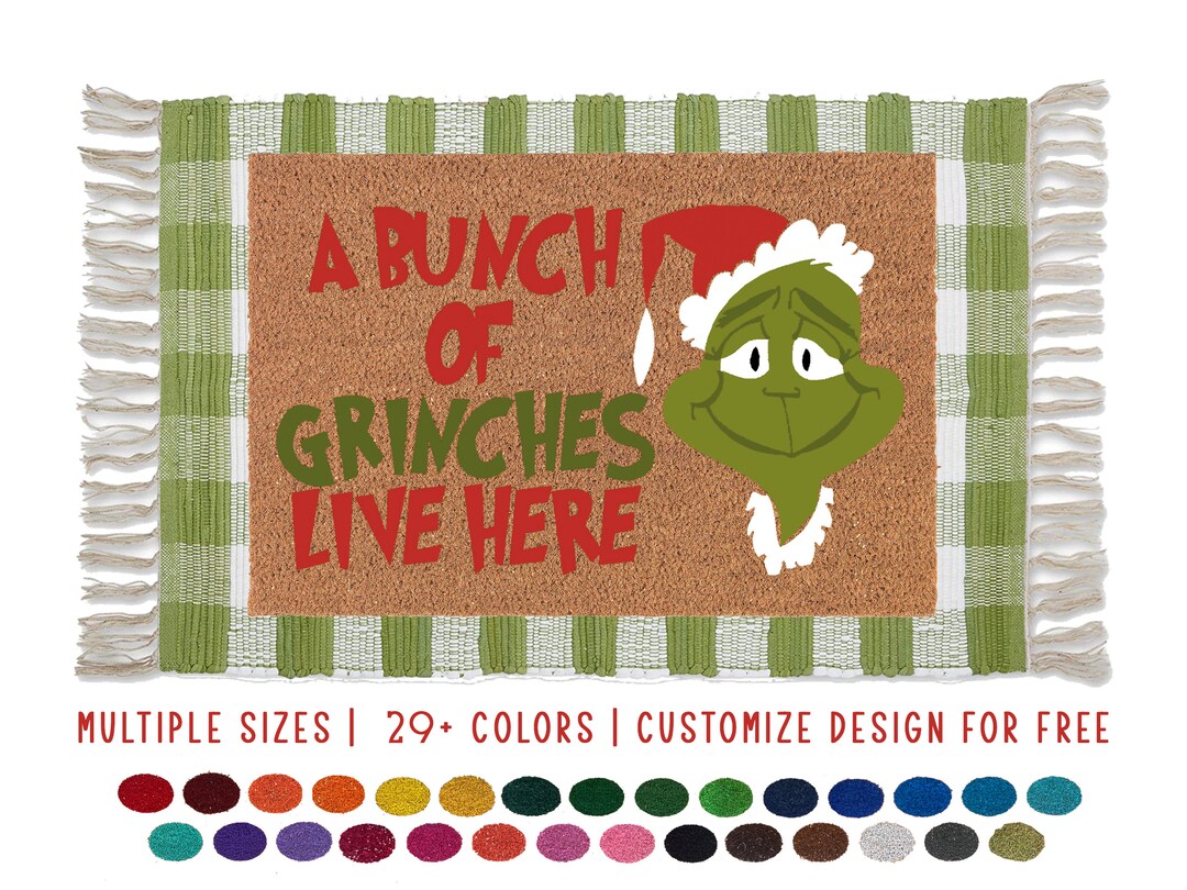 Grinch Doormat / A Bunch of Grinches Live Here Welcome Mat / Christmas ...