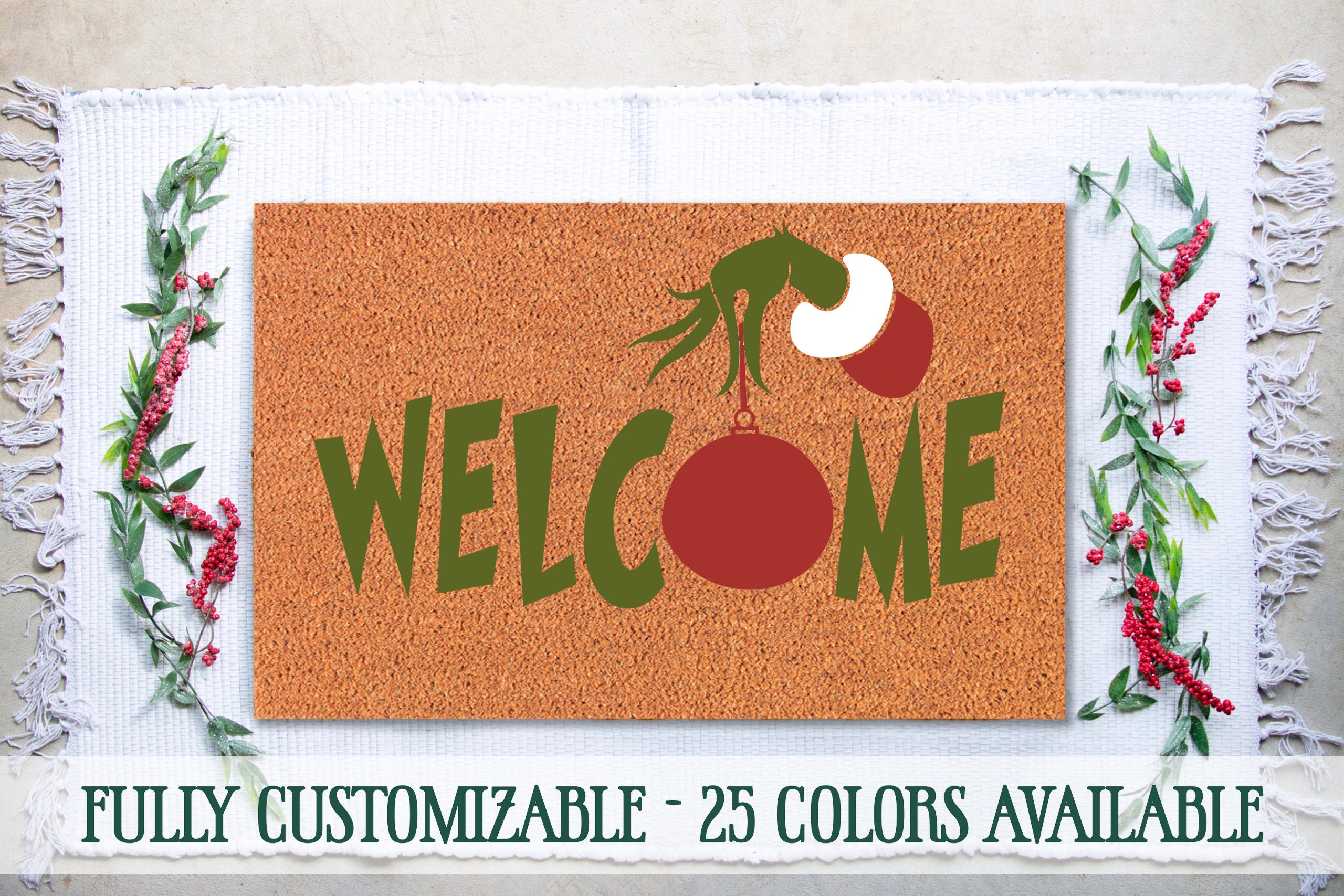 Grinch Welcome Doormat The Grinch Christmas Decor XMAS | Etsy