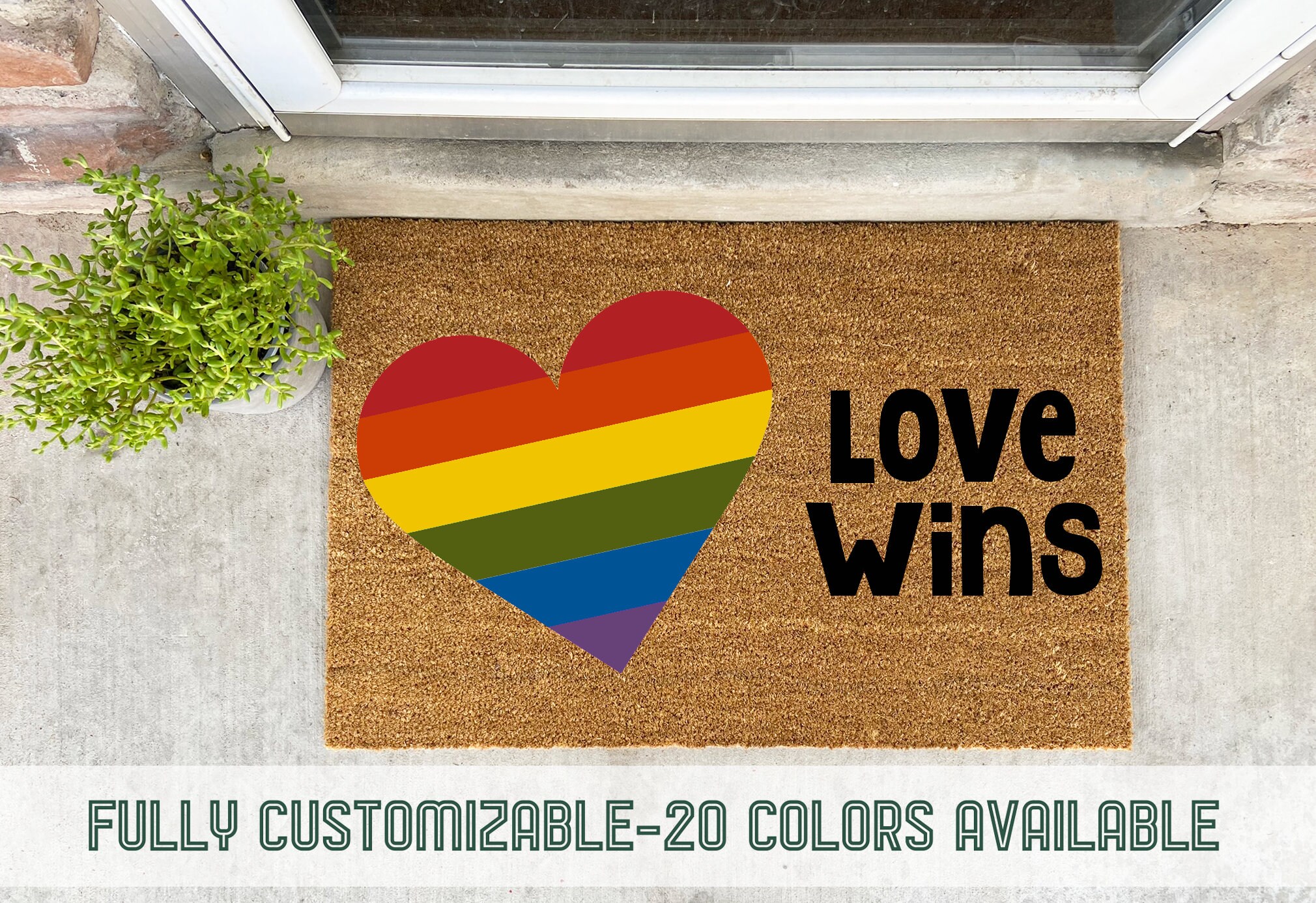 Rainbow Love Wins Doormat Pride Welcome Mat LGBTQ Door Mat | Etsy