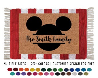 Personalized Kissing Mickey and Minnie Doormat Welcome Mats - Etsy