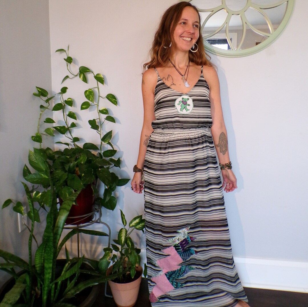 Upcycled GD Sleeveless Maxi Dress Large Bolt Dancing Bear Size Small ...