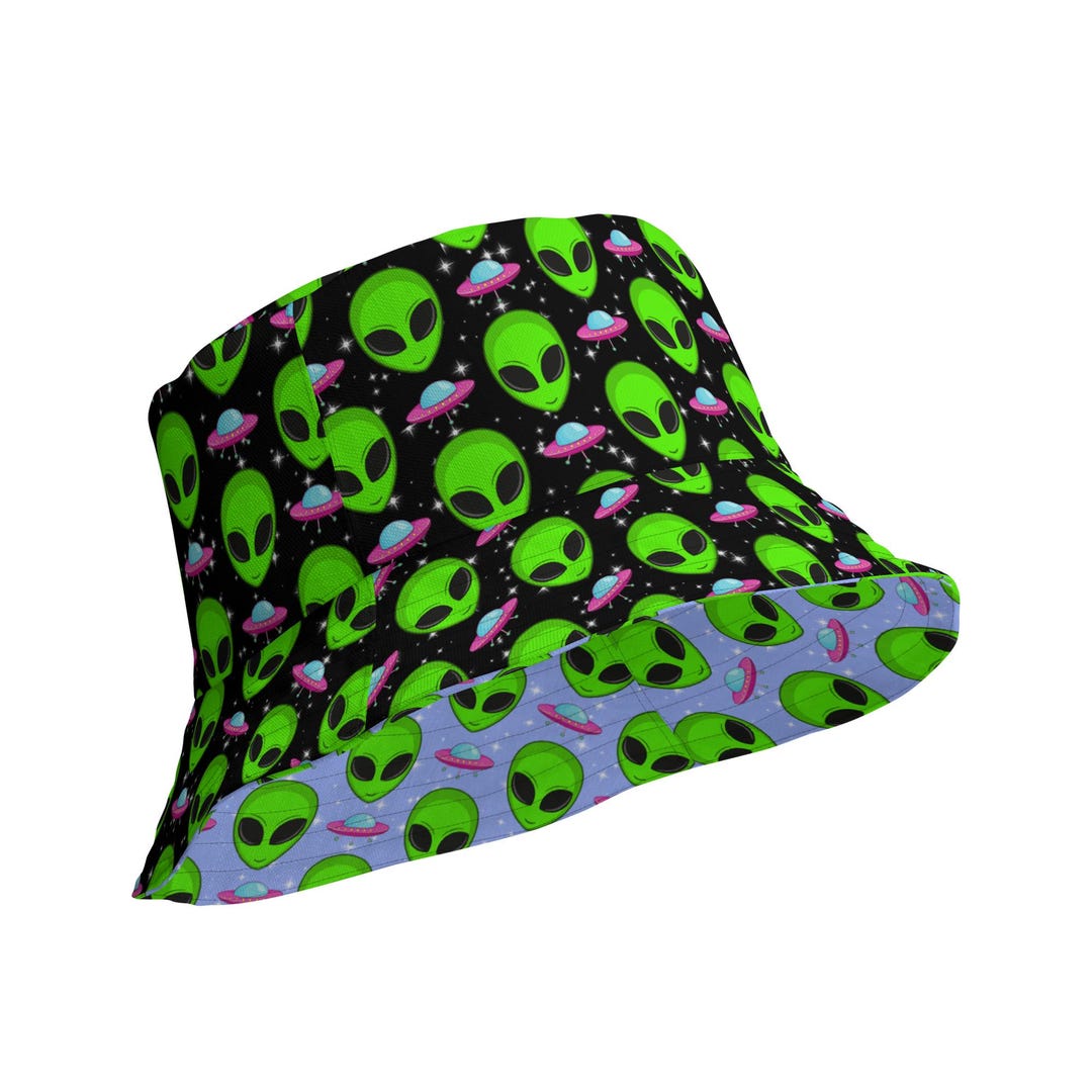 Aliens & Ufos Reversible Bucket Hat Cosmic Galaxy Outer Space Trippy ...