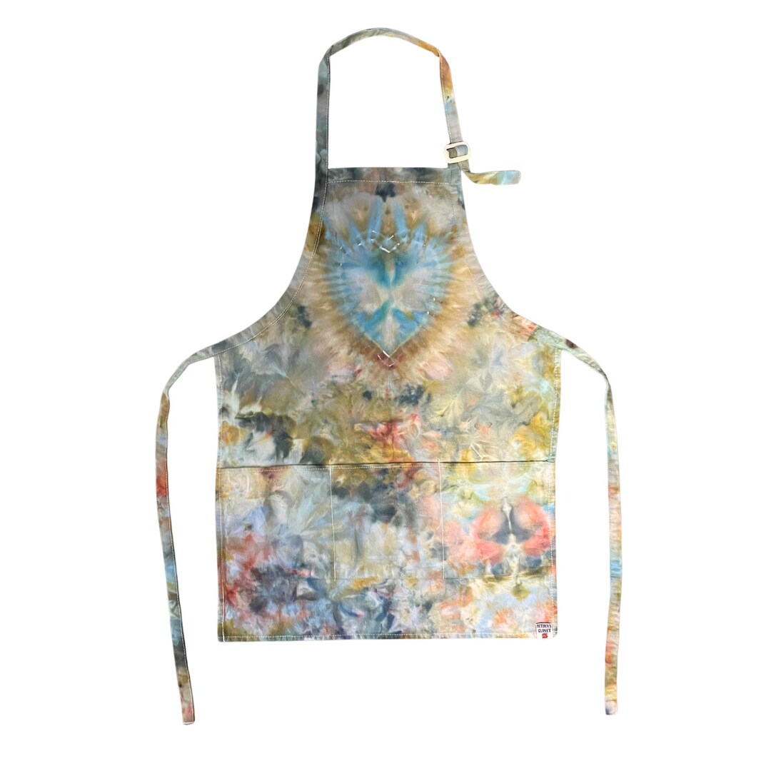 Hand Dyed Tie Dye Apron With Front Pockets & Adjustable Neck | 100% ...