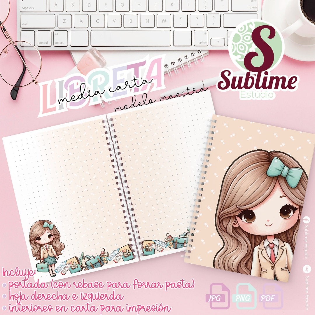Paquete de libretas y cubiertas para maestra digitales listas para ...