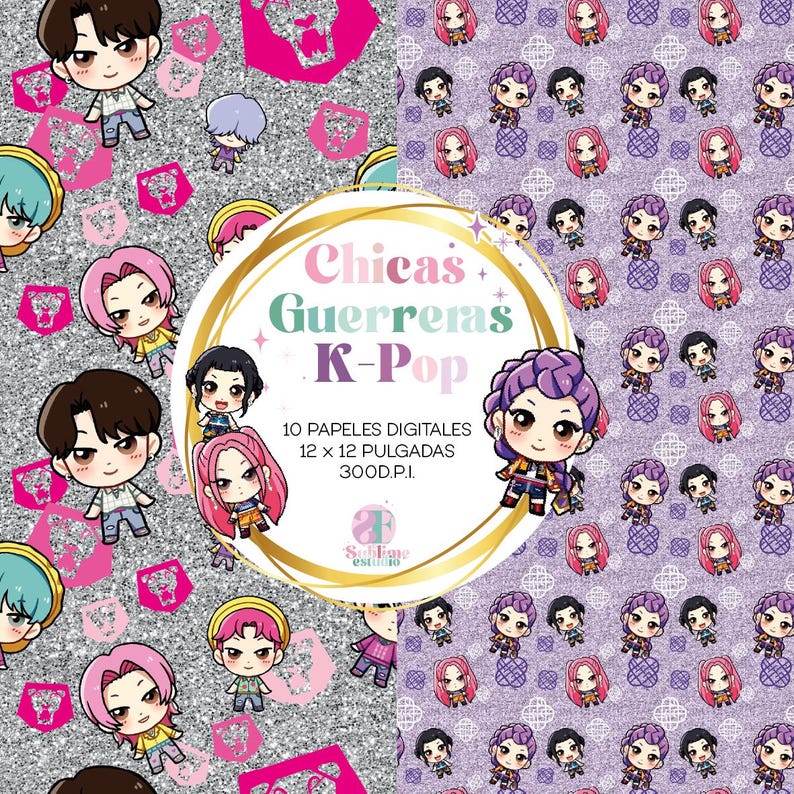 K-pop Warrior Girls Digital Paper, Huntrix Digital Paper, K-pop Digital ...