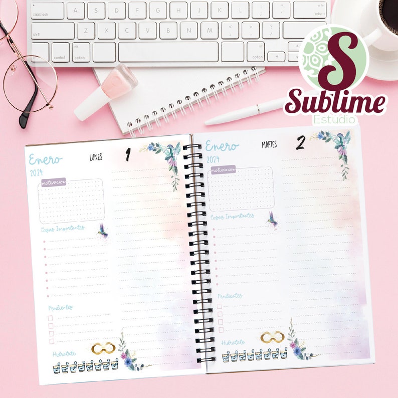 Colibri Daily Planner Digital Printable, Medium Legal Size Print ...