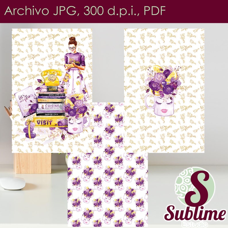 Printable Template Purple 2 Models- Digital , Printable Template Purple ...
