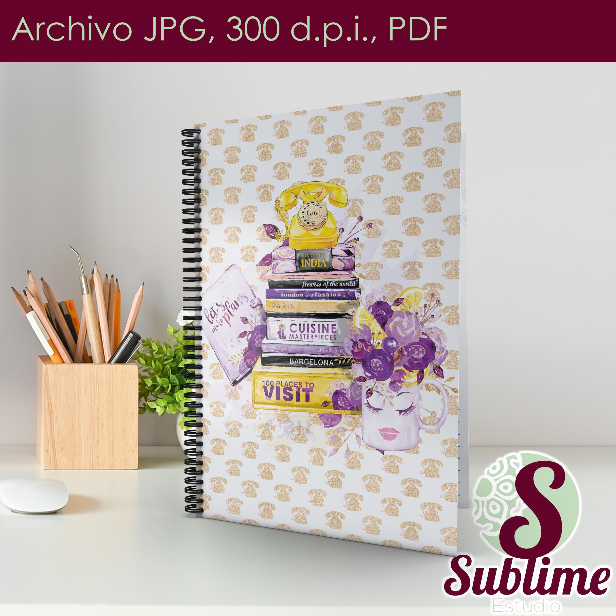 Libreta Imprimible Morada 2 modelos digital , Printable template Purple ...
