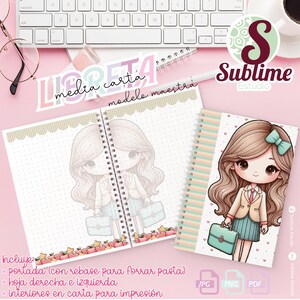 Paquete de libretas y cubiertas para maestra digitales listas para imprimir tamaño media carta ...