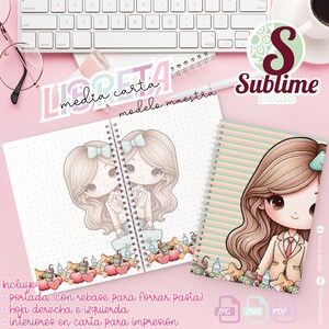 Paquete de libretas y cubiertas para maestra digitales listas para imprimir tamaño media carta ...