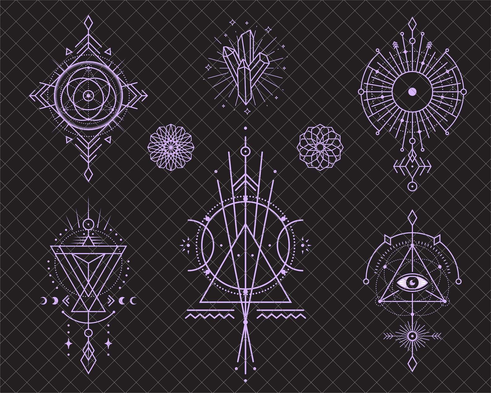 Vector Sacred Geometry Illustration Set 2 SVG JPG PNG - Etsy