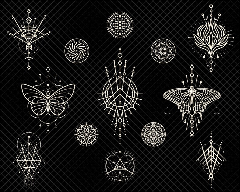Vector Sacred Geometry Illustration Set SVG JPG PNG Isolated Magical ...
