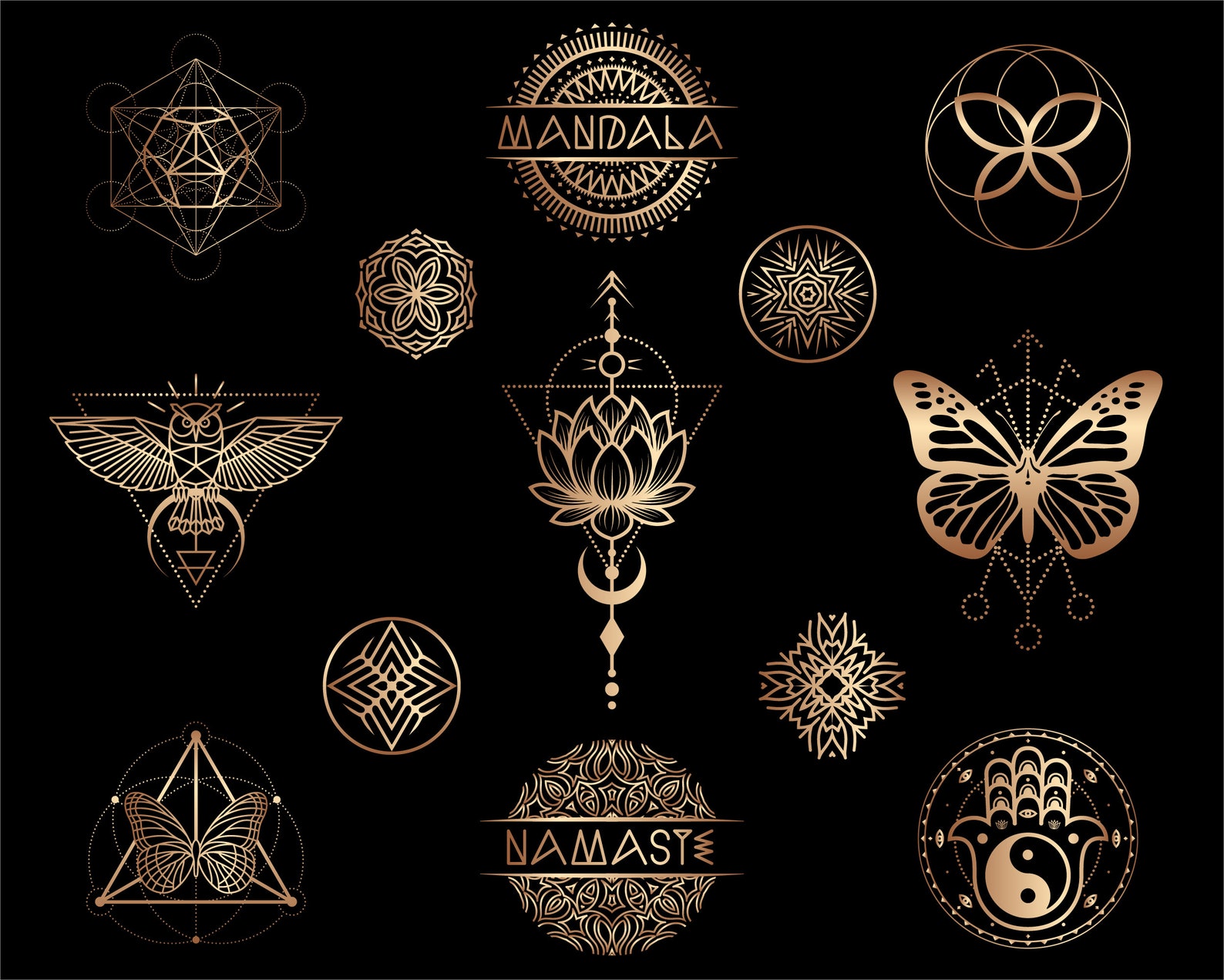 Vector Sacred Geometry Illustration Set Magical Alchemy - Etsy