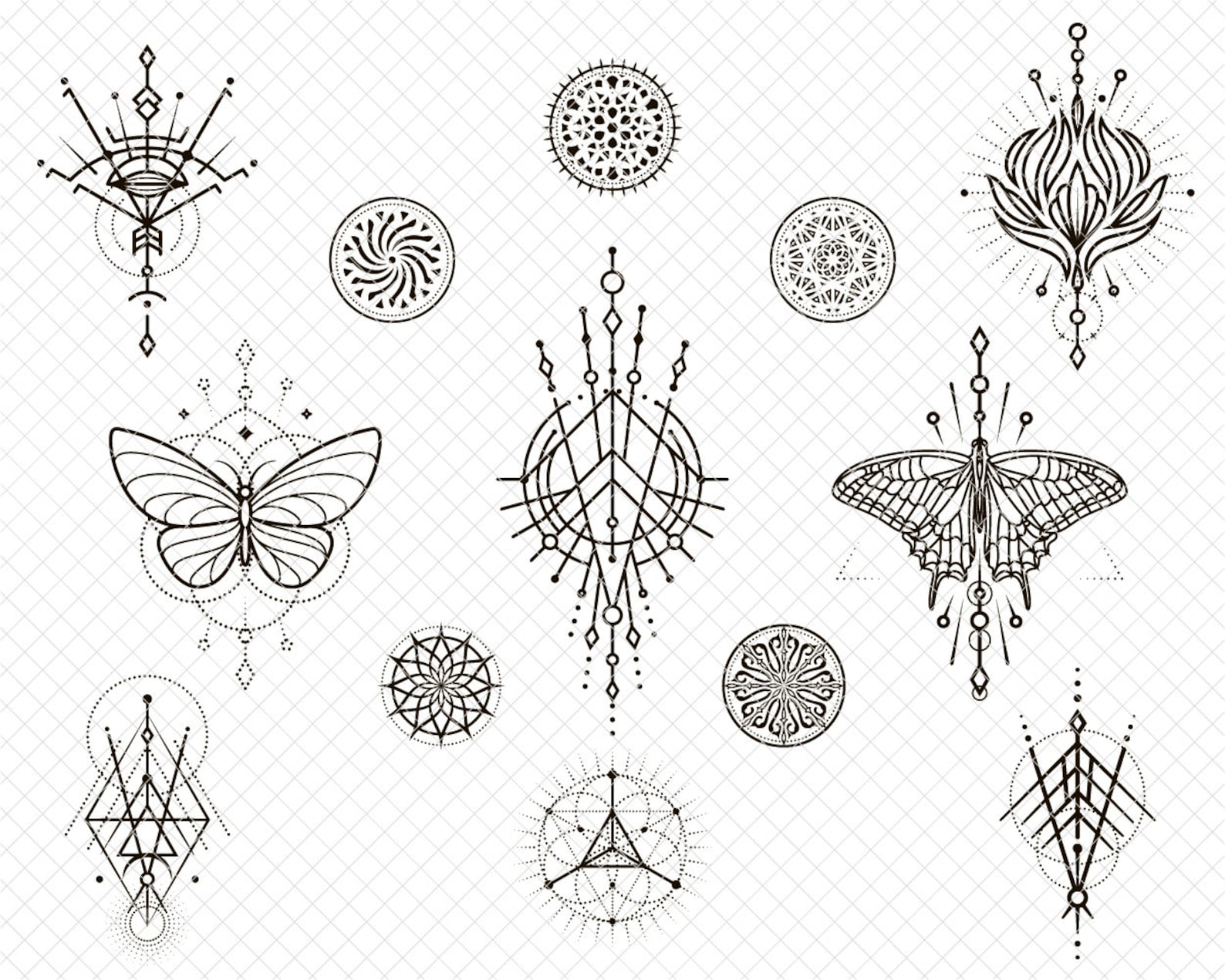 Vector Sacred Geometry Illustration Set SVG JPG PNG Isolated Magical ...
