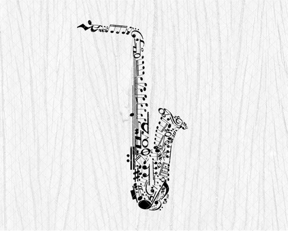 Sax Made With Musical Notes Music Instrument SVG. Saxophone | Etsy