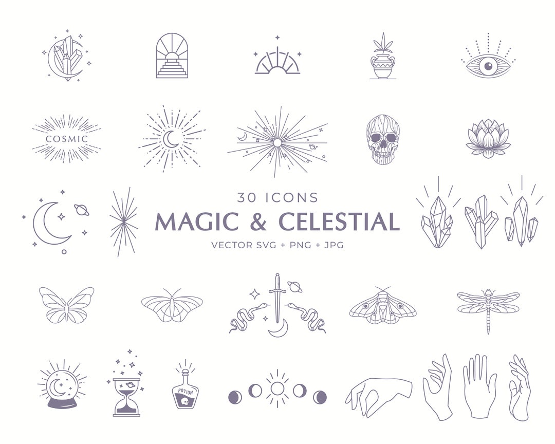 Magic & Celestial Vector Icon Set. Mystic Witch Clip Art. - Etsy