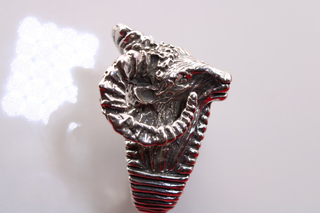 Sterling Silver Large Rams Head Ring - Etsy