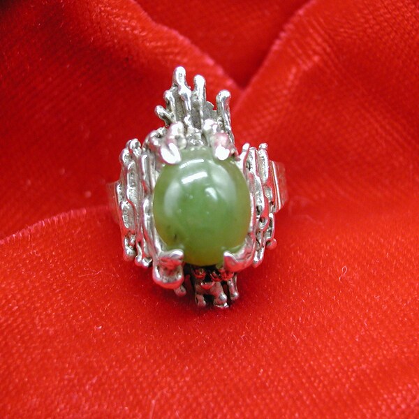 Jade and Silver Ring - Etsy