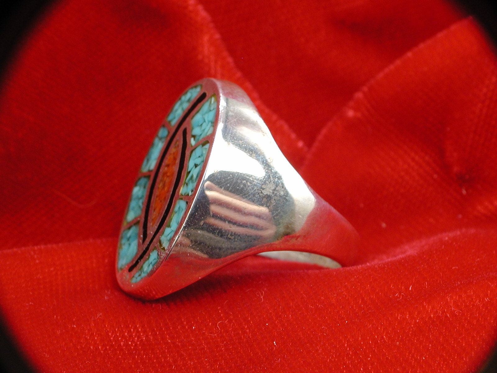Sterling Silver Ring With A Hummingbird Pattern in Turquoise | Etsy