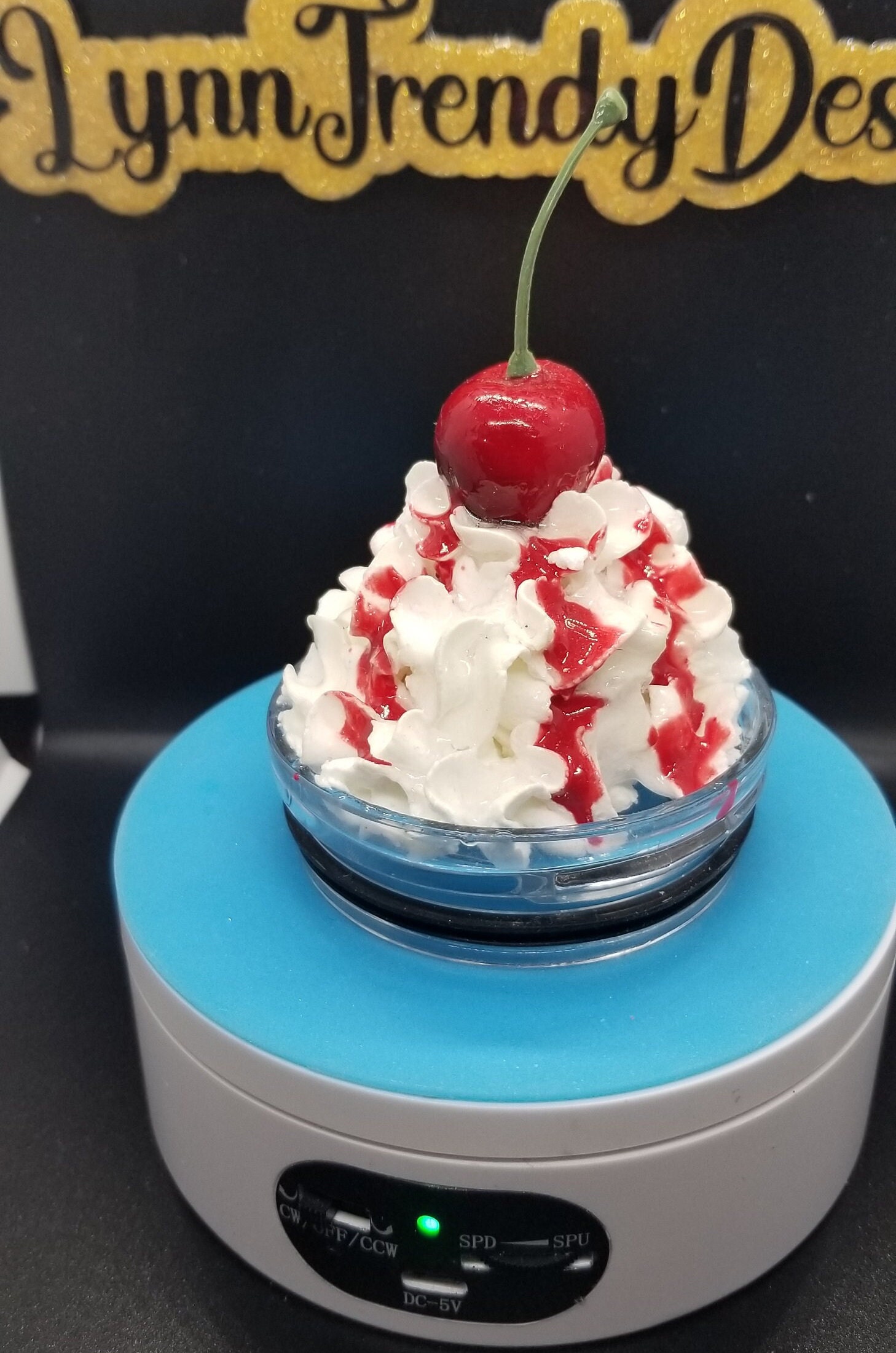 3D Faux Whipped Cream Lid Topper With Cherry and Strawberry Dripping - Etsy