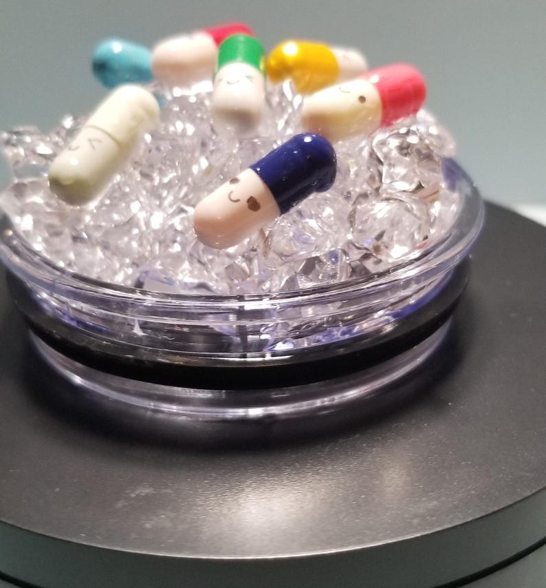 Fake Ice and Pill Tumbler Lid, 30oz/20oz Skinny Tumbler Topper - Etsy