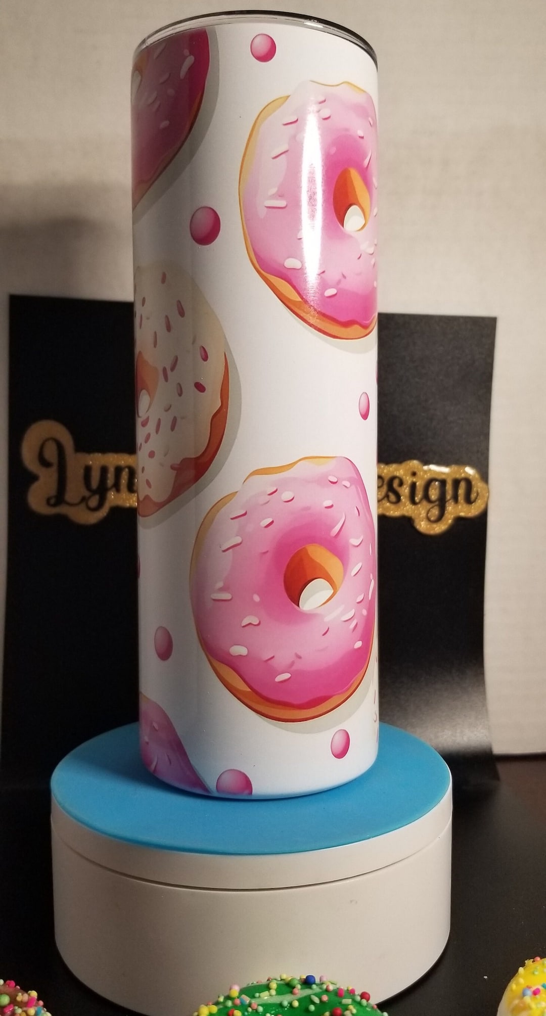Donut Tumbler (20oz With Straw) Pink Lids, Whipped and Rainbow ...