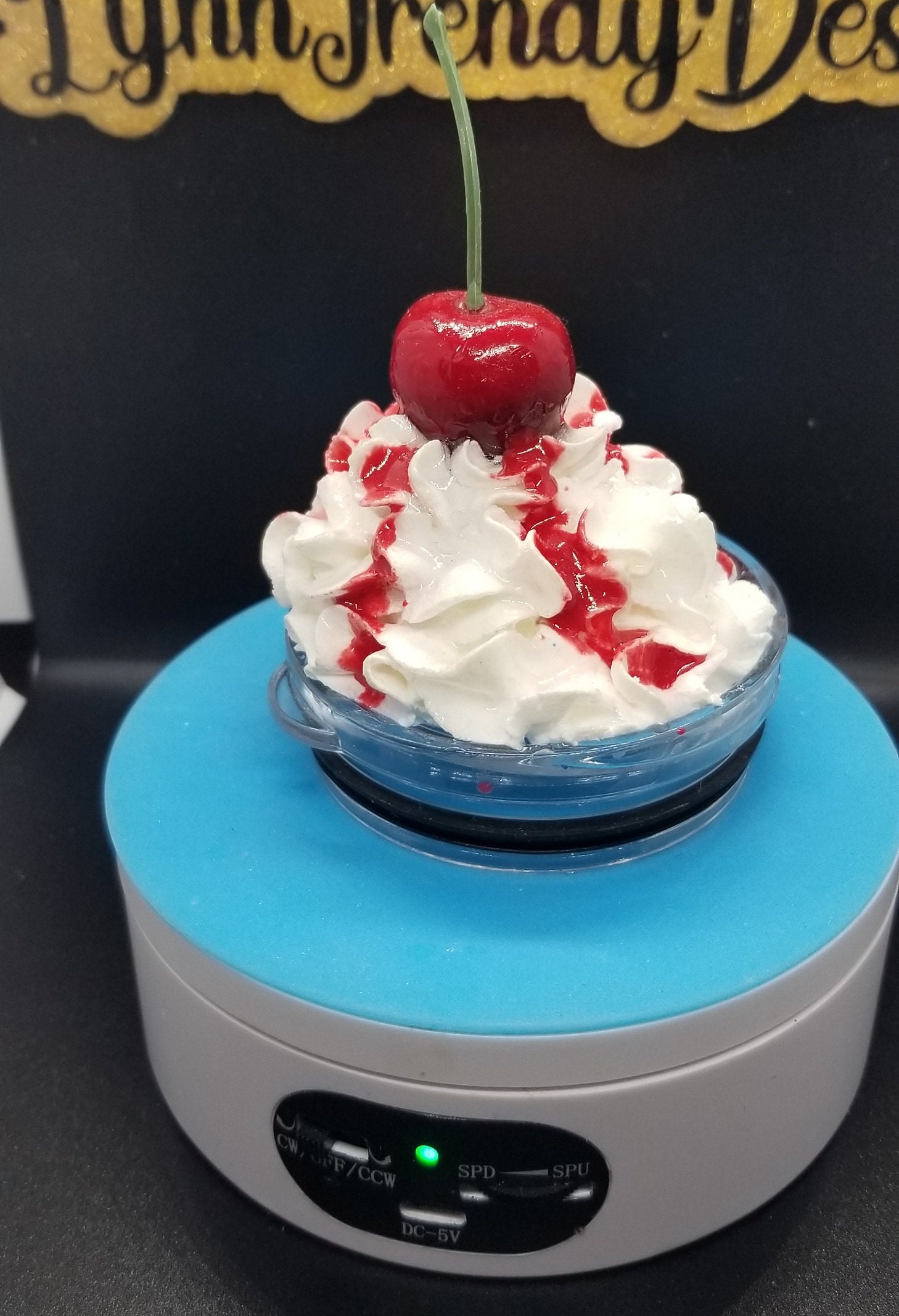 3D Faux Whipped Cream Lid Topper With Cherry and Strawberry Dripping - Etsy