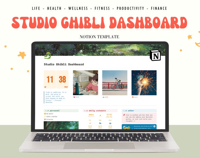 Studio Ghibli-inspired Notion Template | Notion All-in-one Planner, Aesthetic Notion Organizer ...