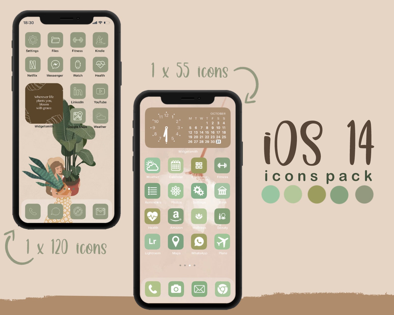 Ios 15 Icons Green Mint Ios 14 Icons Soft Tone Pastel | Etsy