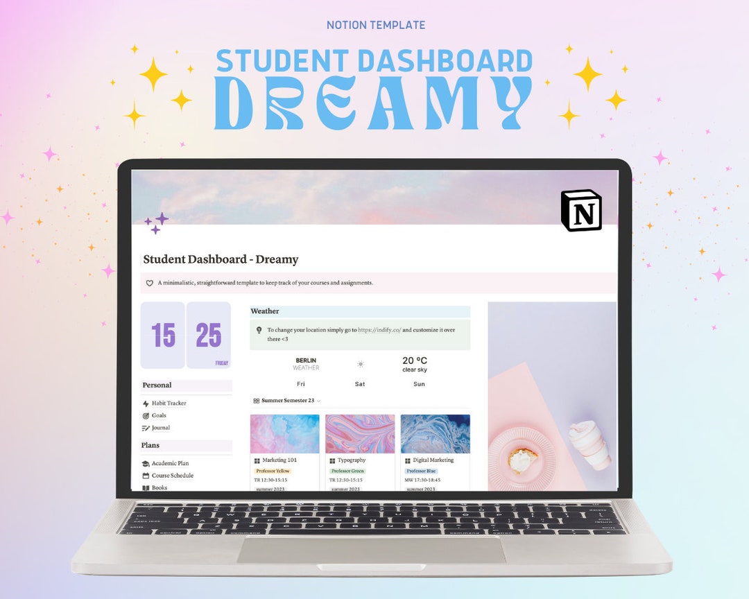 Student Notion Dashboard, Ultimate Notion Pastel Dreamy Dashboard ...