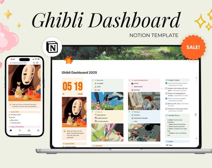 Studio Ghibli-inspired Notion Template | Notion All-in-one Planner, Aesthetic Notion Organizer ...