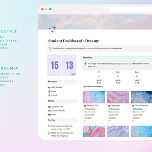 Student Notion Dashboard, Ultimate Notion Pastel Dreamy Dashboard ...