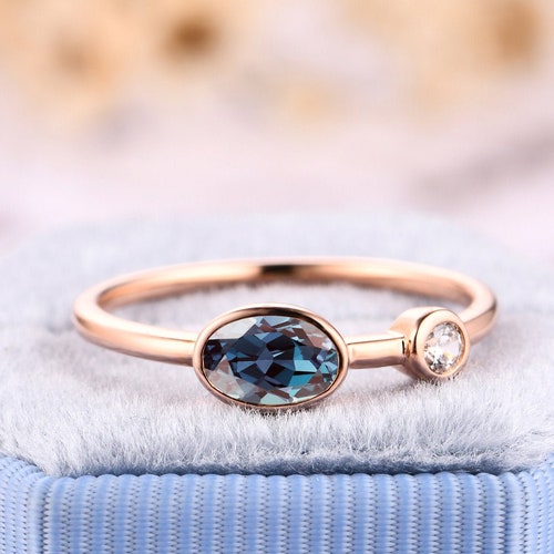 Color Changing Gemstone Ring 6x8mm Emerald Cut Alexandrite - Etsy