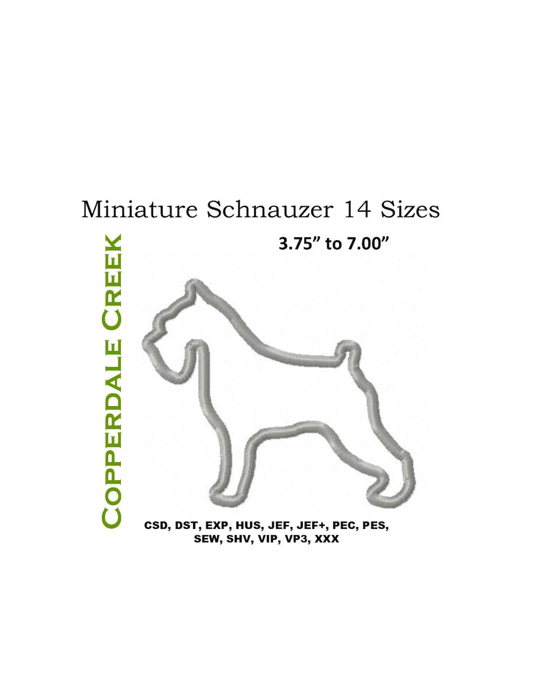 Miniature Schnauzer Applique Embroidery Design, Miniature Schnauzer ...