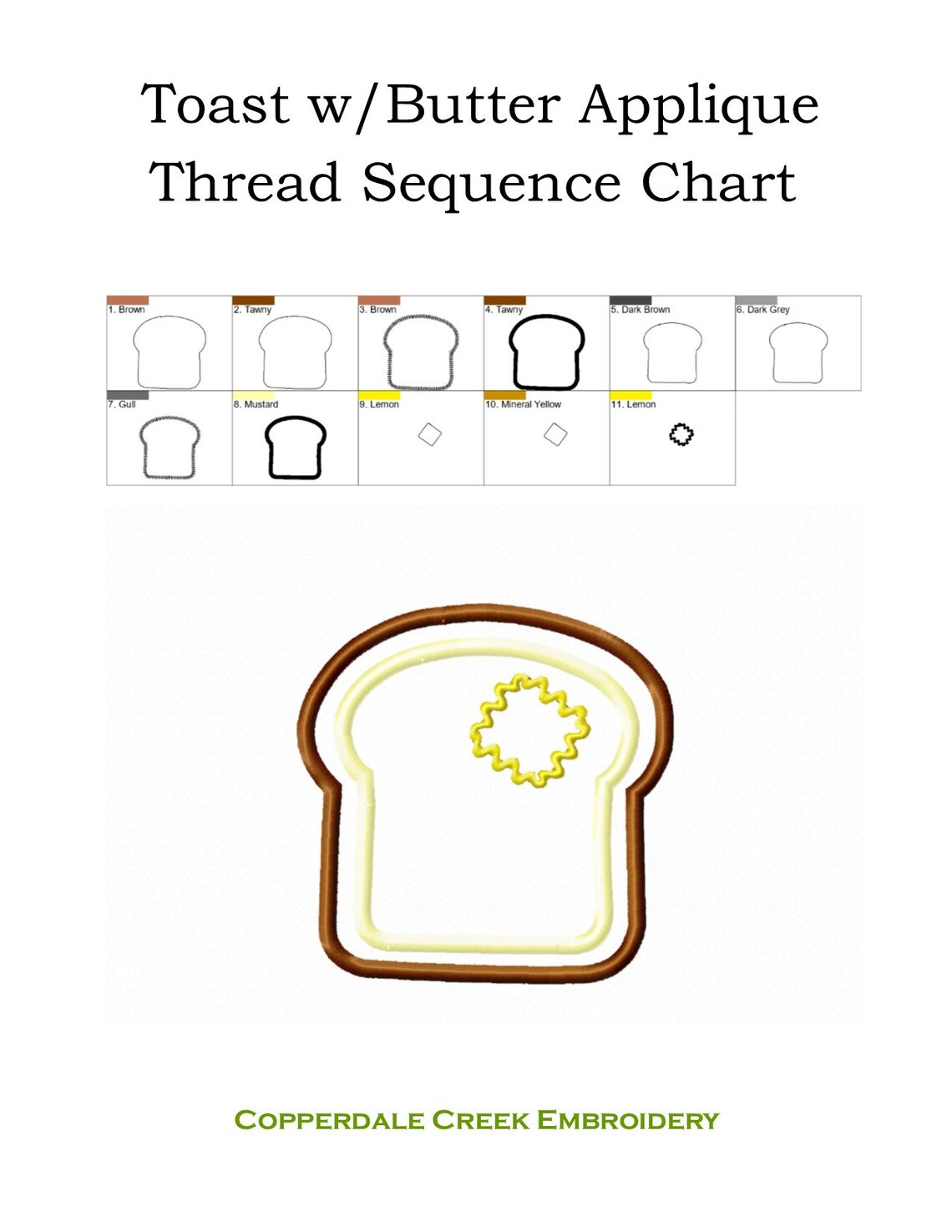 Toast With Butter Applique Embroidery Design, Toast Applique, Toast ...