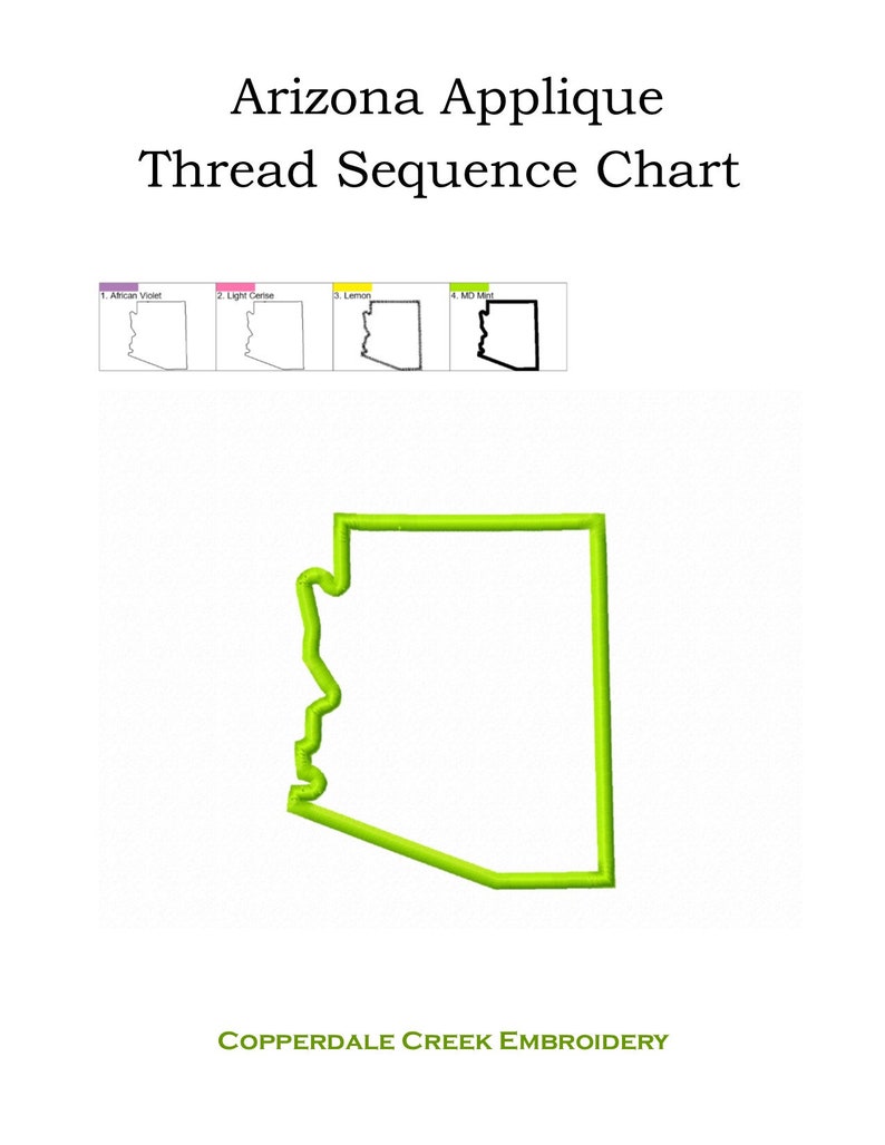 Arizona Applique Embroidery Design, Arizona Machine Embroidery, Machine ...