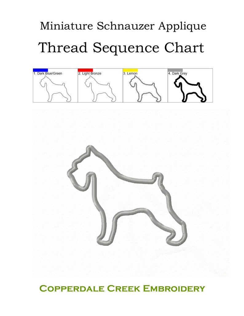 Miniature Schnauzer Applique Embroidery Design, Miniature Schnauzer ...