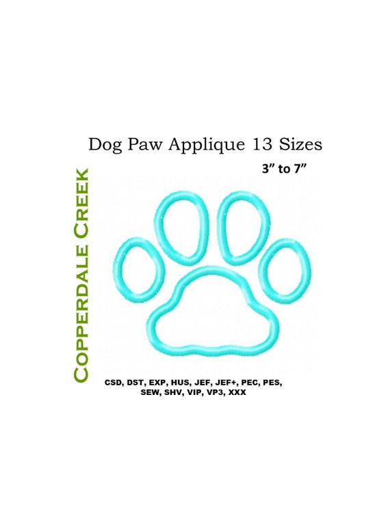 Paw Print Applique Embroidery Design Dog Paw Embroidery | Etsy