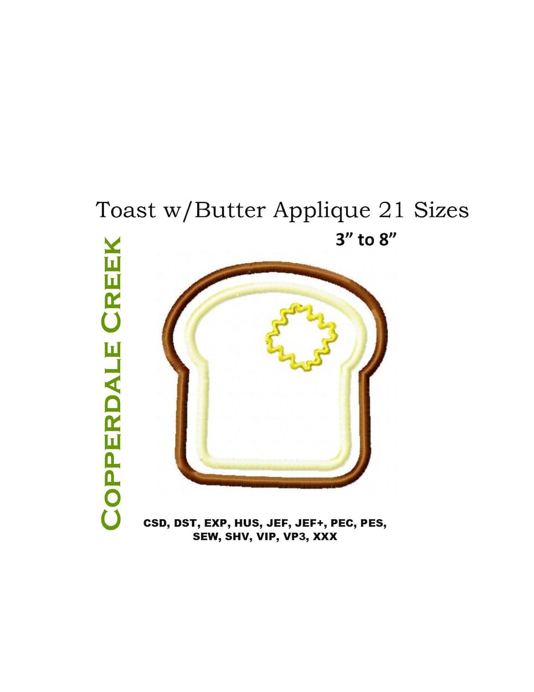 Toast With Butter Applique Embroidery Design, Toast Applique, Toast ...