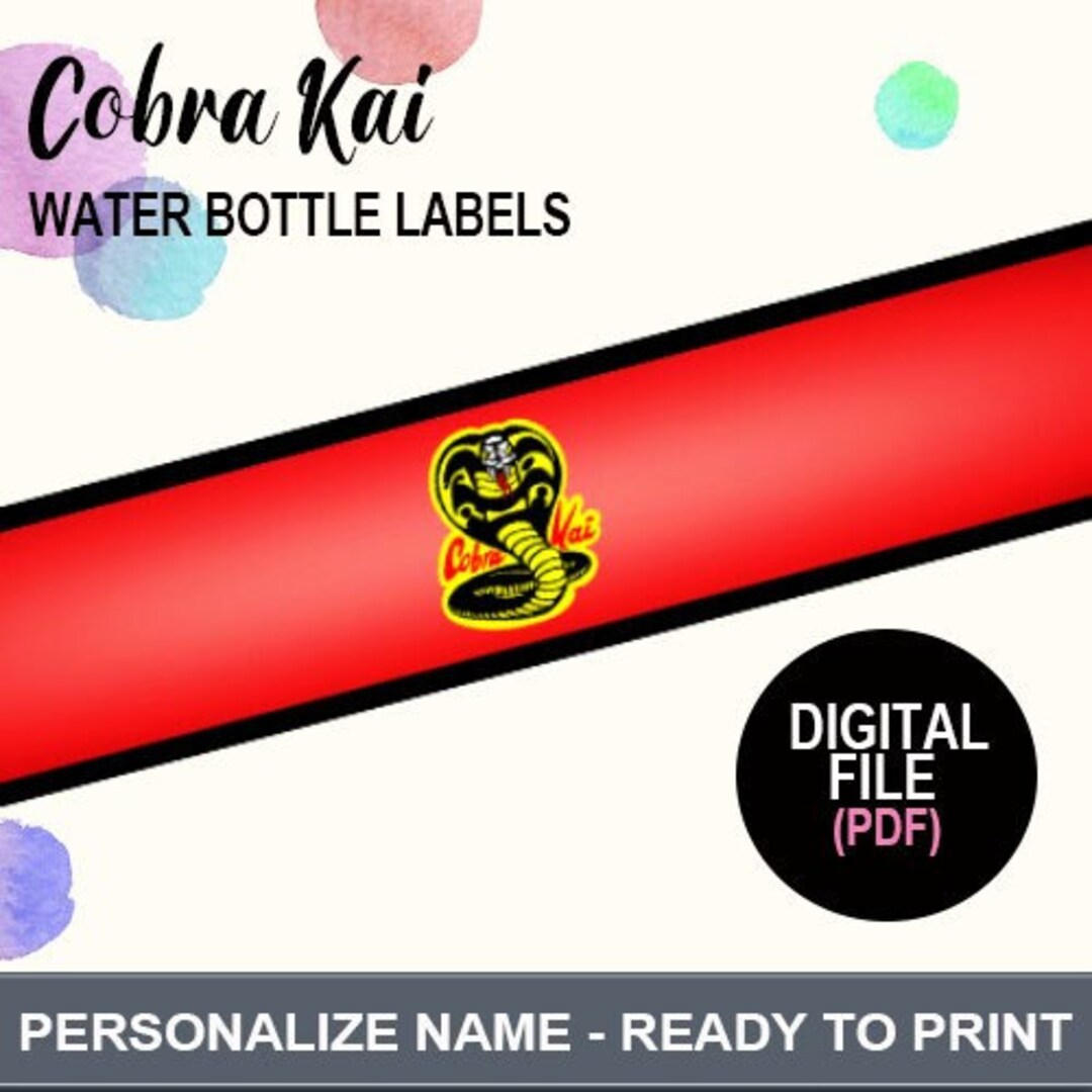DIGITAL Printable File Cobra Kai Water Bottle Labels for - Etsy UK