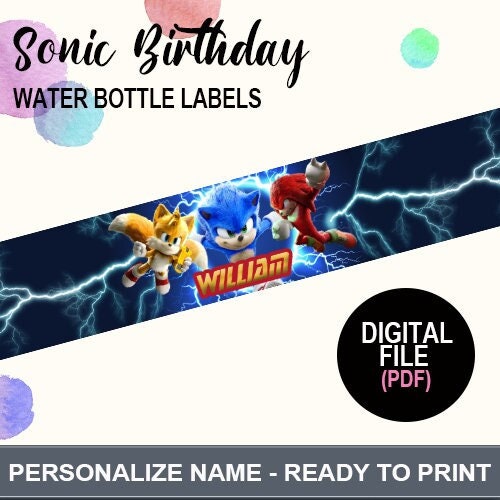DIGITAL Printable File Sonic Water Bottle Labels for 500ml - Etsy