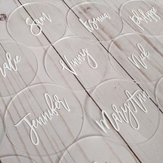 4" Round Event Place Cards | Name Place Cards | Acrylic Place Cards ...