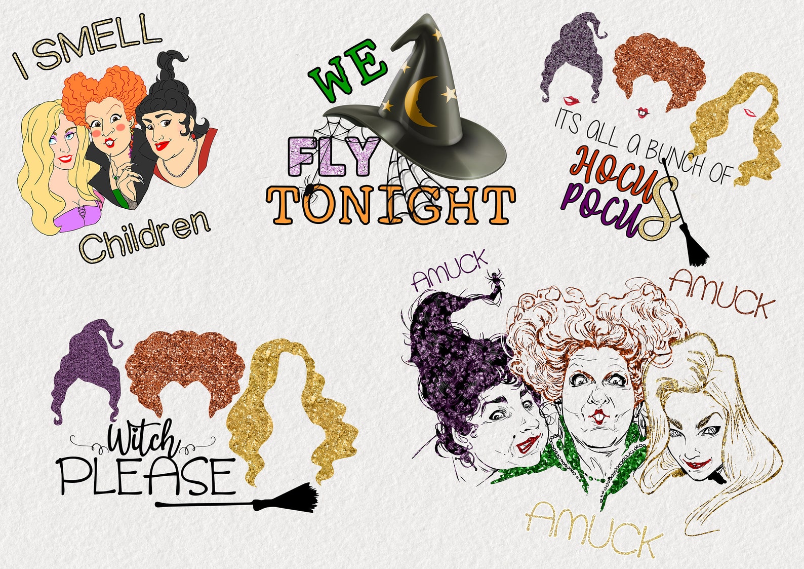 Halloween Hocus Pocus Clipart PNGs Clip Art Instant | Etsy