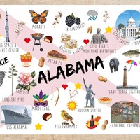 Alabama State Postcard, Greetings From Alabama, Single Die Cut ...